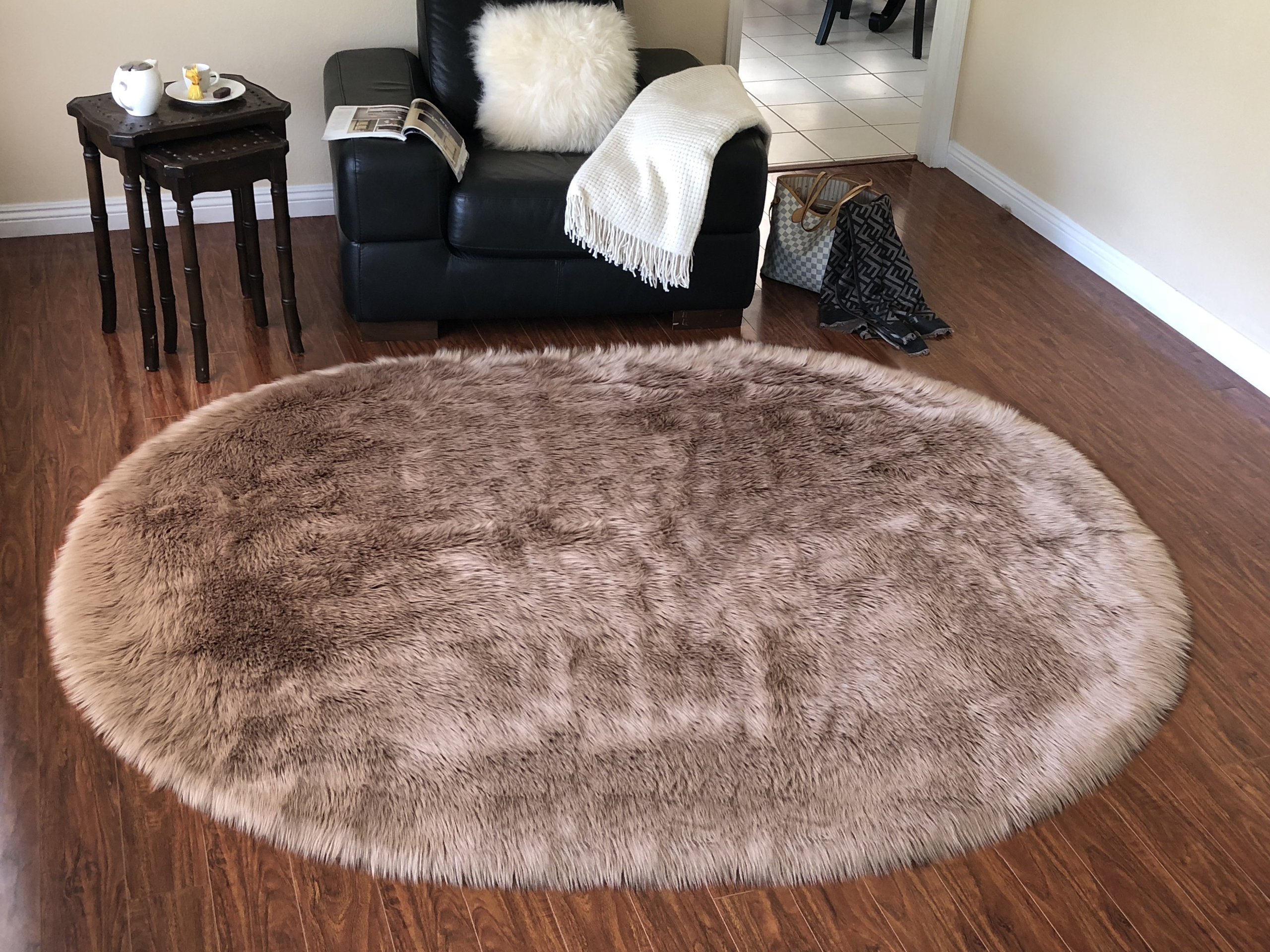 Super Soft Faux Sheepskin Silky Shag Rug, Oval, 5'x8' - Contemporary ...