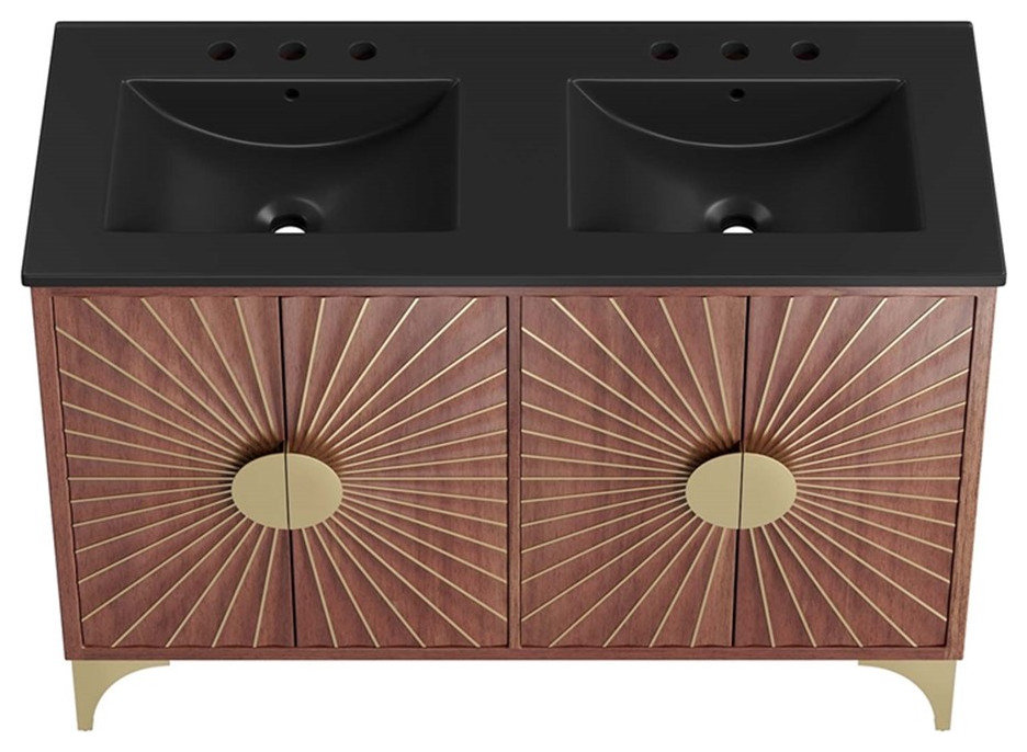 Modway Daylight 48" Solid Mango Wood Double Sink Bathroom Vanity in ...