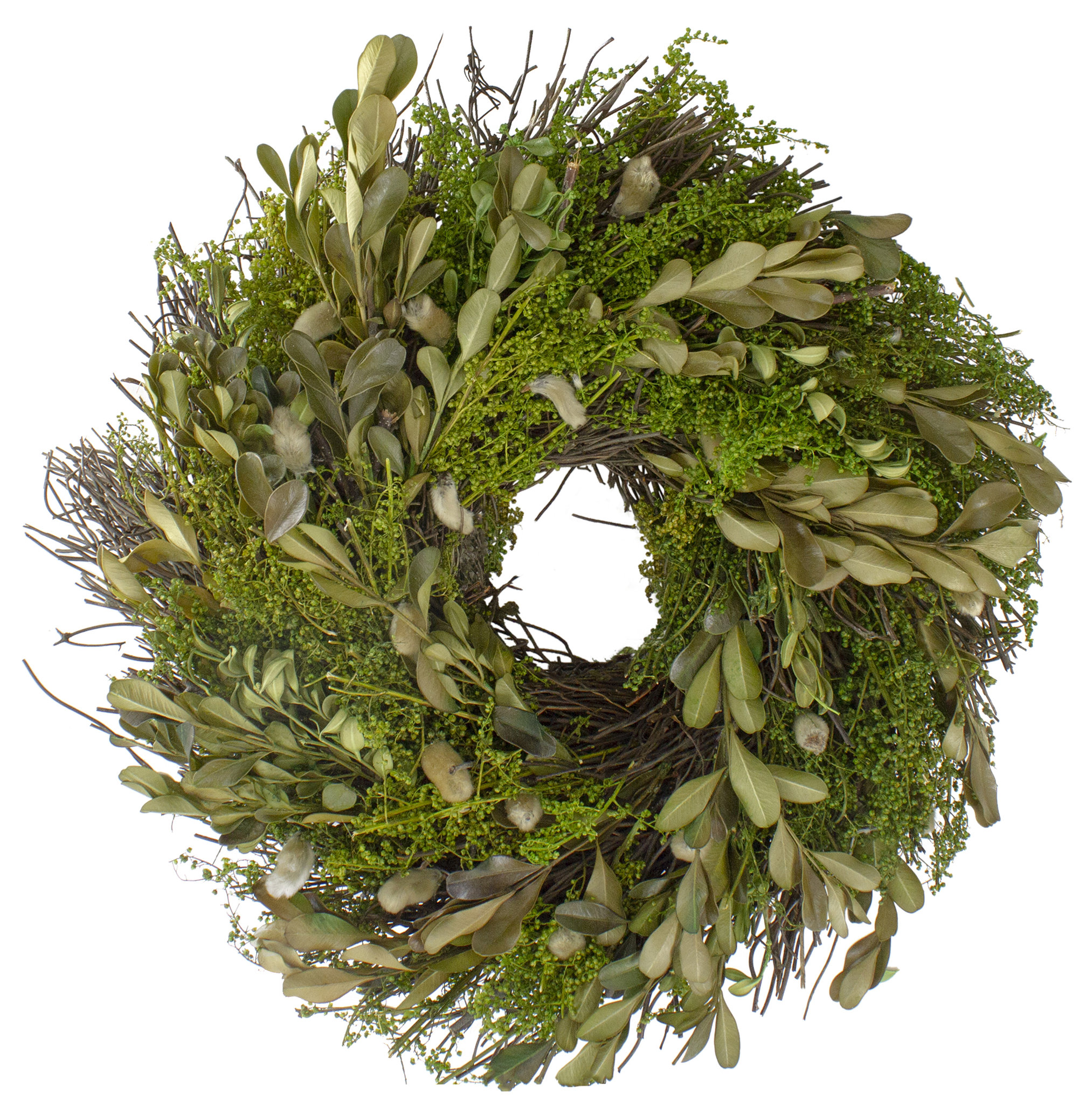 Mixed Foliage Willow Bud Artificial Spring Wreath 10-Inch - Modern ...