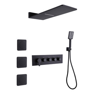 Luxury Thermostatic Complete Shower System With Body Jets and Hand ...