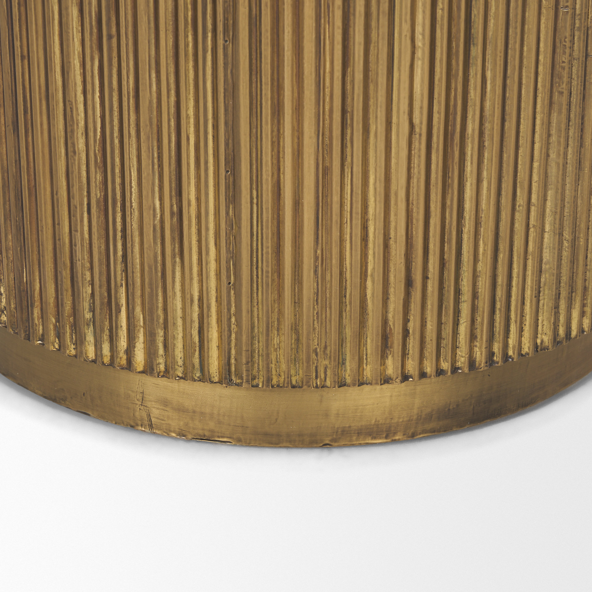 Satima White Marble w/ Gold Metal Round Fluted Accent Table ...