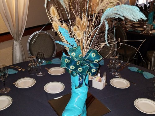 "Boots and Bowties" centerpieces