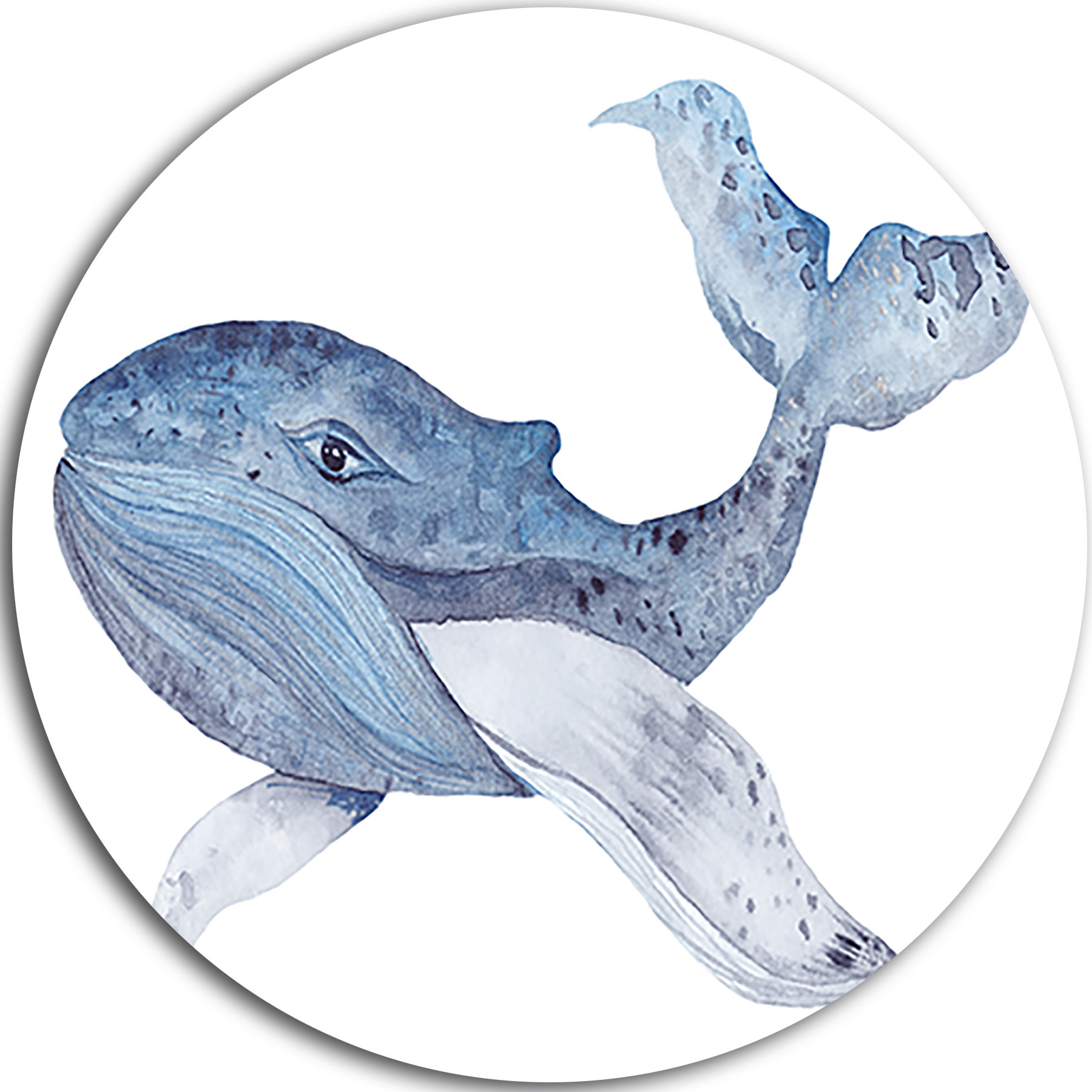 Watercolor Whale, Animal Painting Large Disc Metal Wall Art, Disc of 11 ...