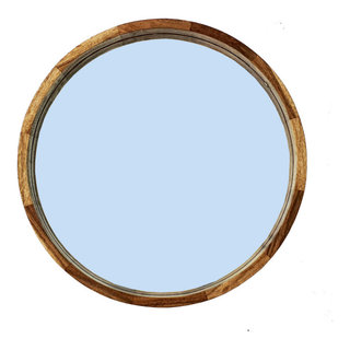 24" Round Mirror, Brown - Rustic - Bathroom Mirrors - by GwG Outlet | Houzz