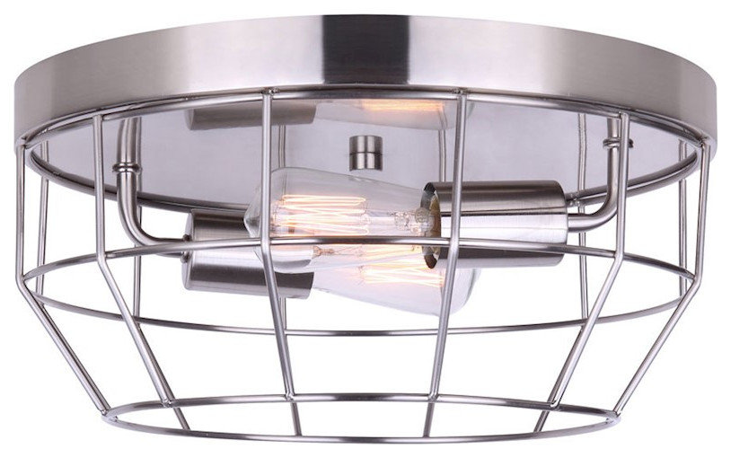 Canarm Alix 2 Light Flush Mount, Matte Brushed Nickel - Transitional ...