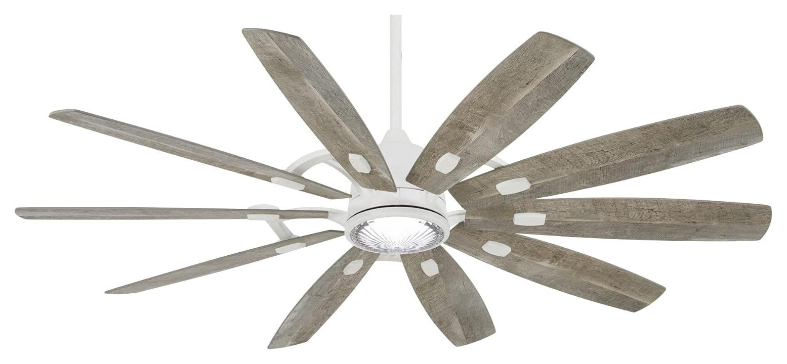 Minka Aire Barn 65" Indoor Flat White Smart LED Ceiling Fan with Remote ...