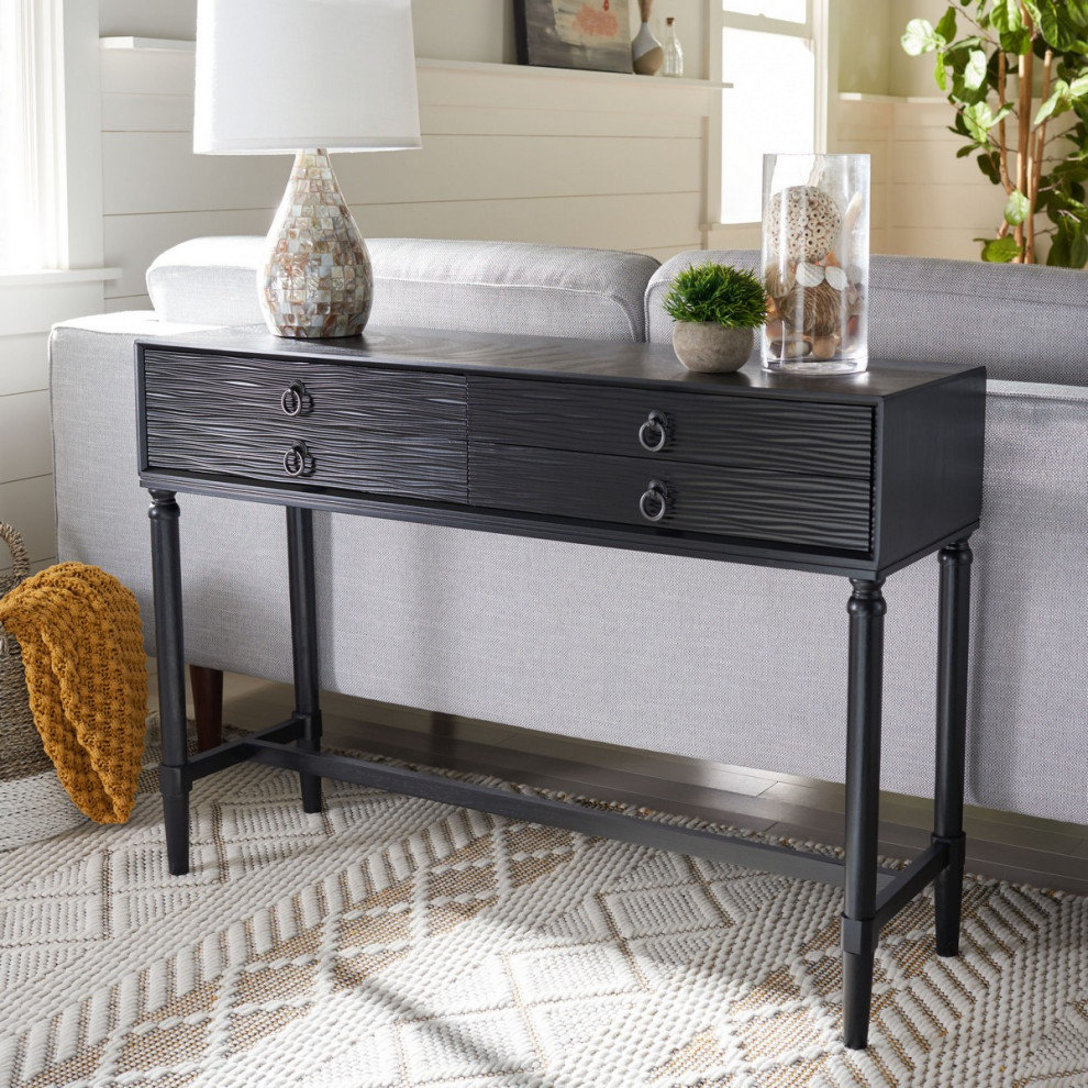 Regan 4 Drawer Console Table Distressed Grey - Traditional - Console ...
