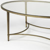 Contemporary Coffee Table, Golden Frame With Curved Support & Oval ...