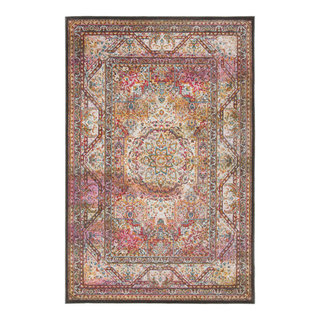 Safavieh Luxor Lux322A Vintage/Distressed Rug, Ivory/Fuchsia, 5'3"x7'7 ...