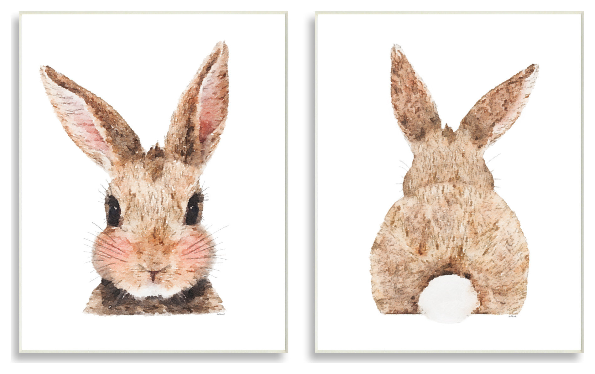 Cute Bunny with Cotton Tail Back Blushing Rabbit, 10" x 15" - Farmhouse ...