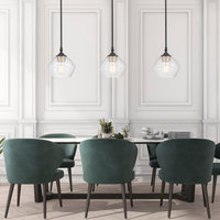 Harrow 1-Light Matte Black Pendant, Clear Glass Shade - Transitional ...