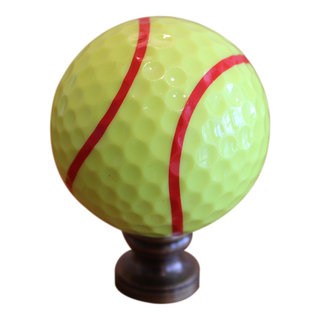 Tennis Ball Lamp Finial, Yellow with Red Stripe 2.25"h - Traditional ...