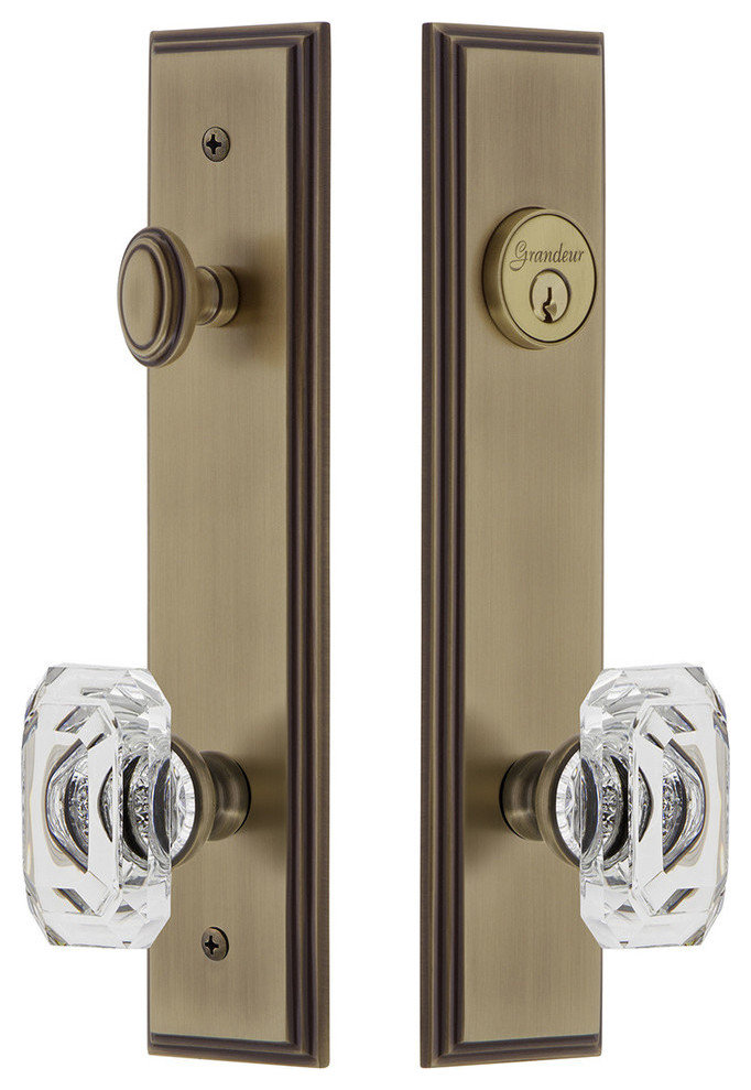 Carre' Tall Plate Complete Entry Set, Baguette Clear Crystal Knob, 2. ...