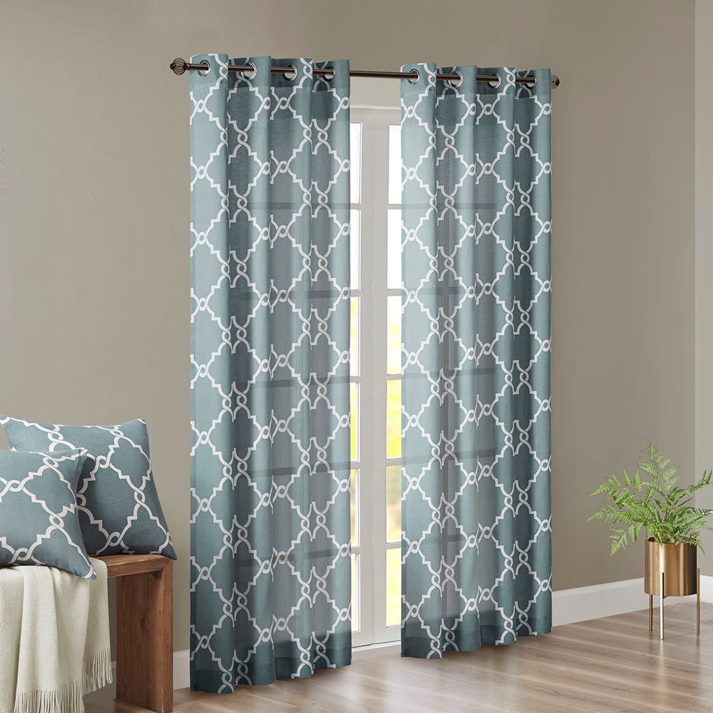 Madison Park Saratoga Fretwork Print Grommet Top Window Curtain Panel ...