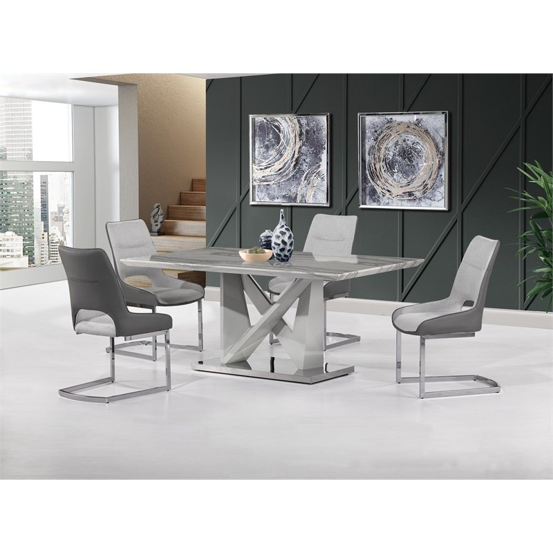 Global Furniture USA D844DT Marble Top/Stainless Steel Base Dining ...