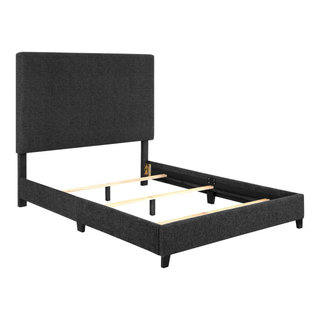 Legends Home Queen Size Charcoal Grey Upholstered Platform Bed ...