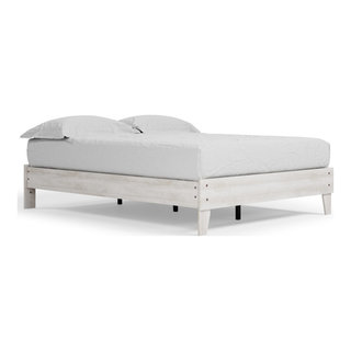 Shawburn Whitewash Platform Bed, Queen - Transitional - Platform Beds ...