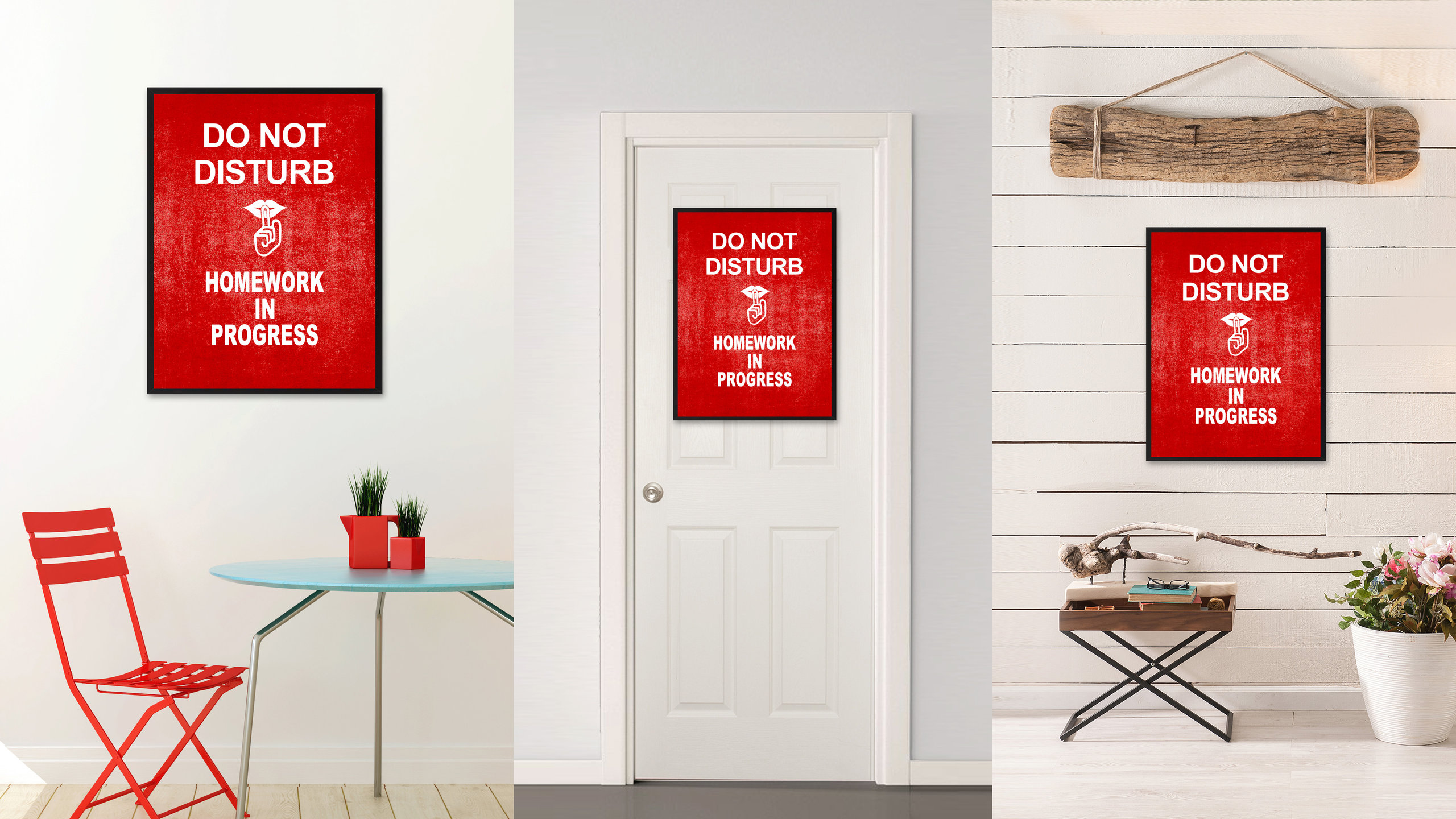 "Don't Disturb Shhh Homework In Progress" Sign Red Canvas Print with ...