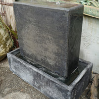 Modern Slate Grey Box Fountain - Industrial - Outdoor Fountains And ...