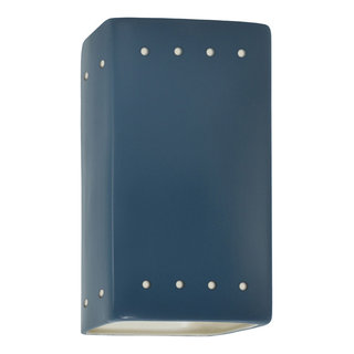 Small Rectangle Perfs Outdoor Wall Sconce, Open, Midnight Sky, White ...