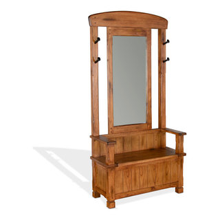 78 Narrow Rustic Entryway Bench Hall Tree With Mirror Bench Storage Transitional Hall Trees by Sideboards and Things Houzz