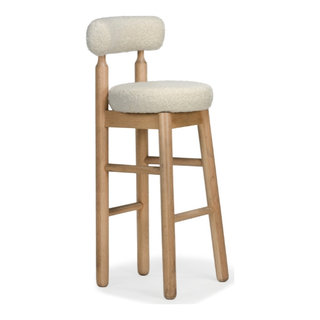 Centro Upholstered Oak Bar Stool - Natural - Midcentury - Bar Stools ...