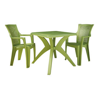 3-Piece Outdoor Bistro Set with Mira Chairs and Marcella Table, Green ...