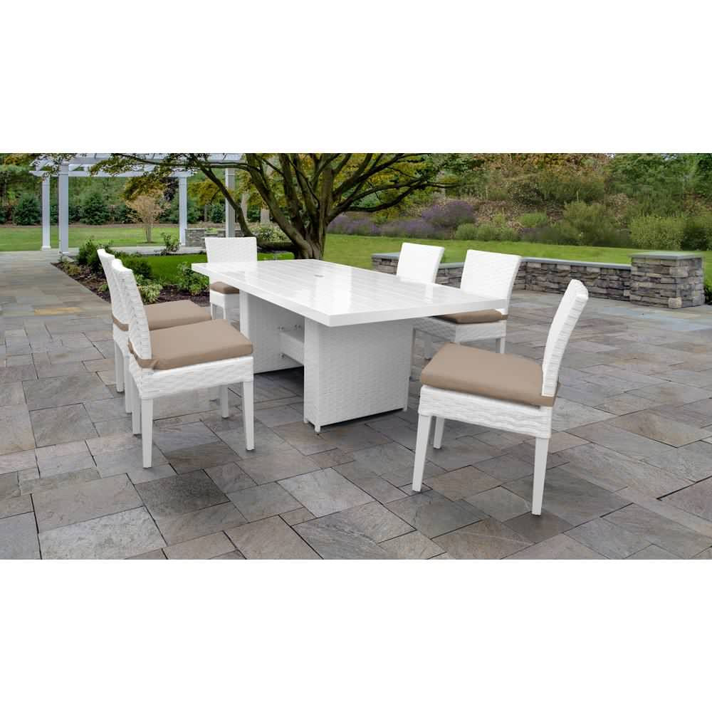 Miami Rectangular Outdoor Patio Dining Table With 6 Armless Chairs ...