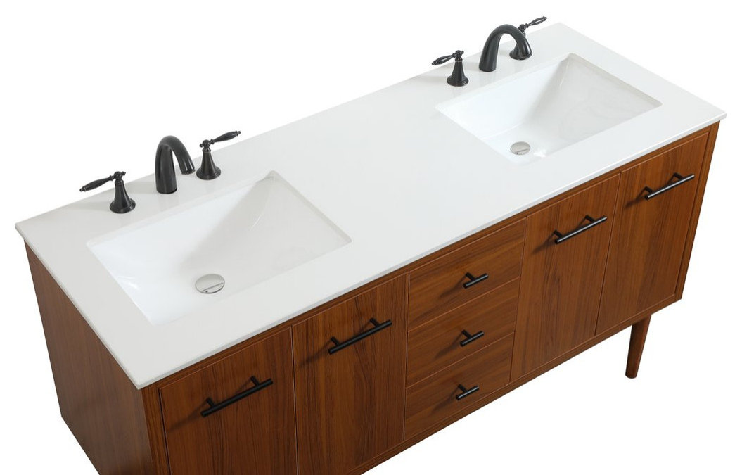 Home Living 19" Midcentury Modern Blue-Light Bathroom Vanity, 60 ...