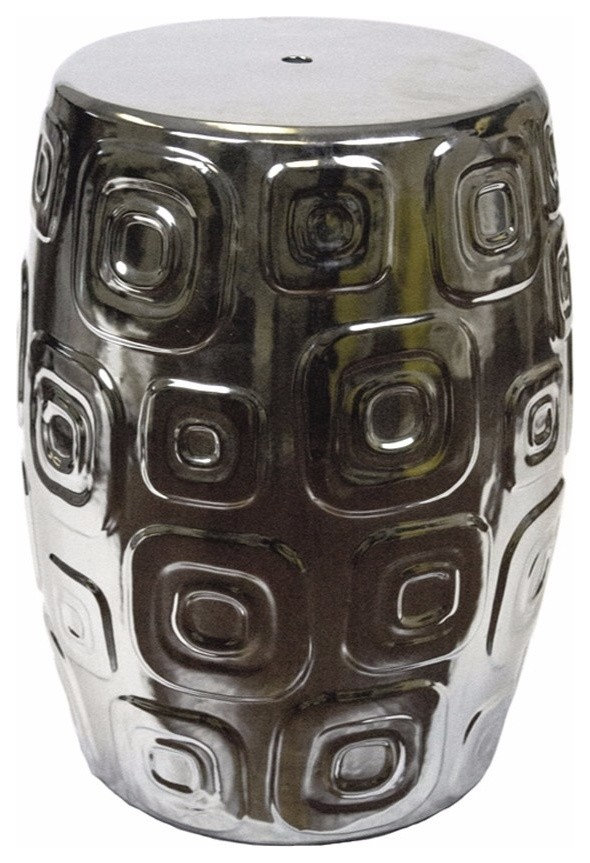 Ceramic Metro Garden Stool, Silver - Contemporary - Accent And Garden ...