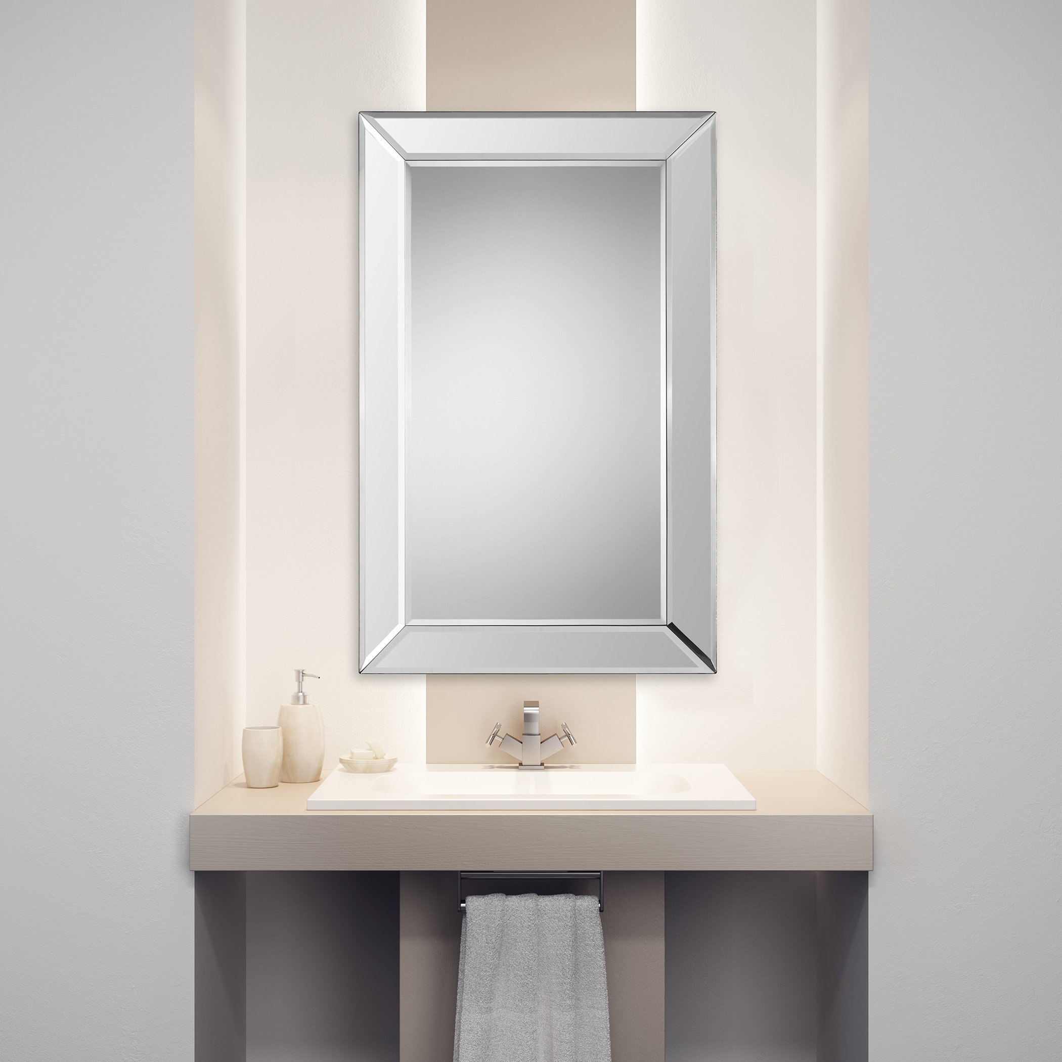 34" Modern Frameless Rectangle Mirror - Contemporary - Wall Mirrors - by Uttermost | Houzz