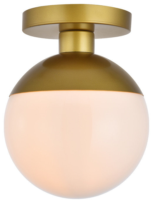 Eclipse 1 Light Flush Mount in Brass with Frosted White Glass ...