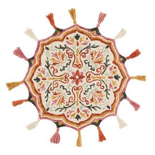 Loloi Remy Hooked Ru-07 Ivory / Sunset 3'-0" X 3'-0" Round, 3'-0" x 3 ...