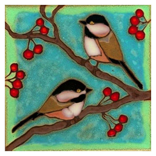 Chickadee Hand Painted in USA Ceramic Tile - Traditional - Tile Murals ...
