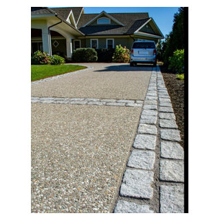 Exposed Aggregate Driveway with Paver Border - Contemporary - Landscape ...