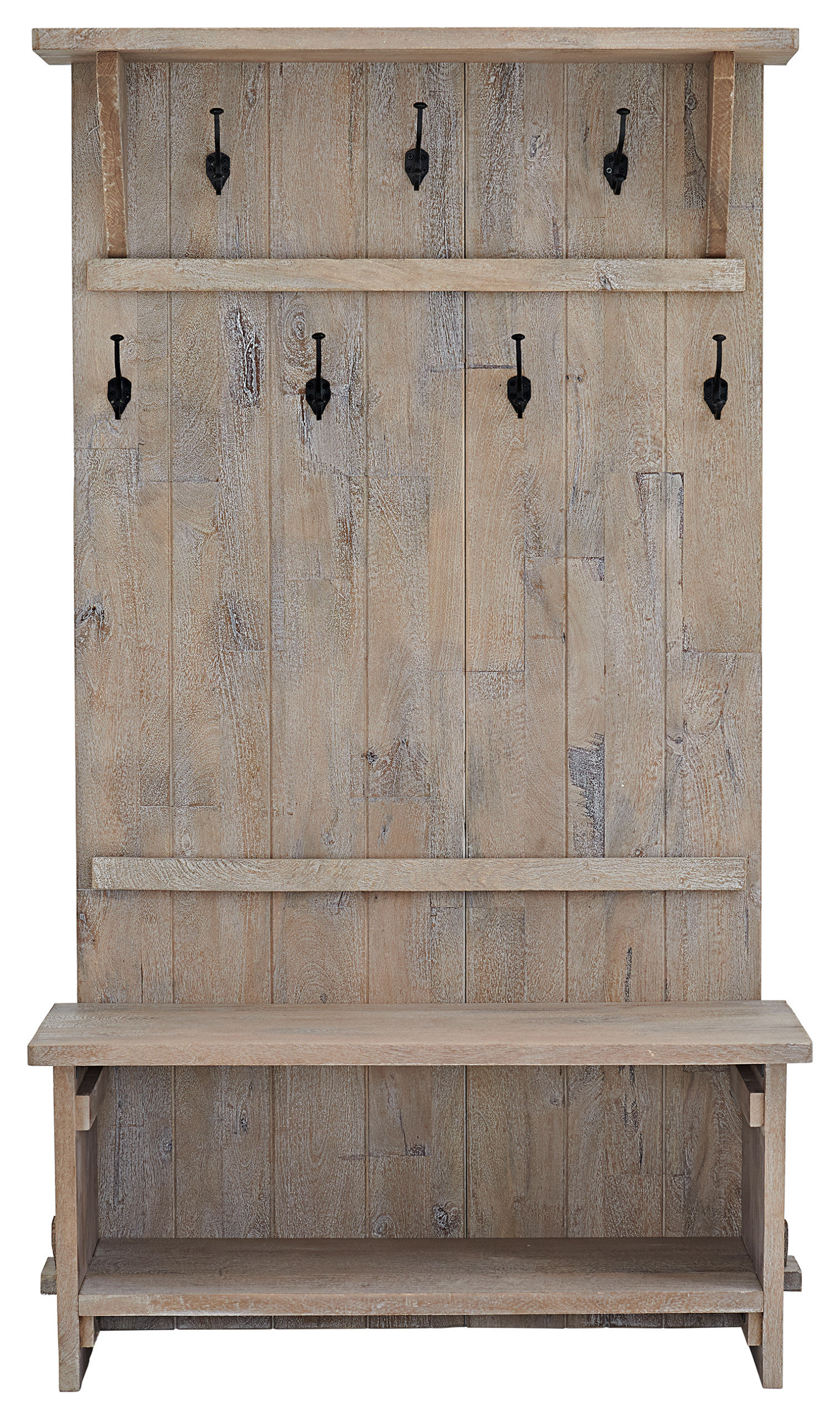 Alaterre Furniture Castleton Mango Wood 70"H Hall Tree - Farmhouse ...