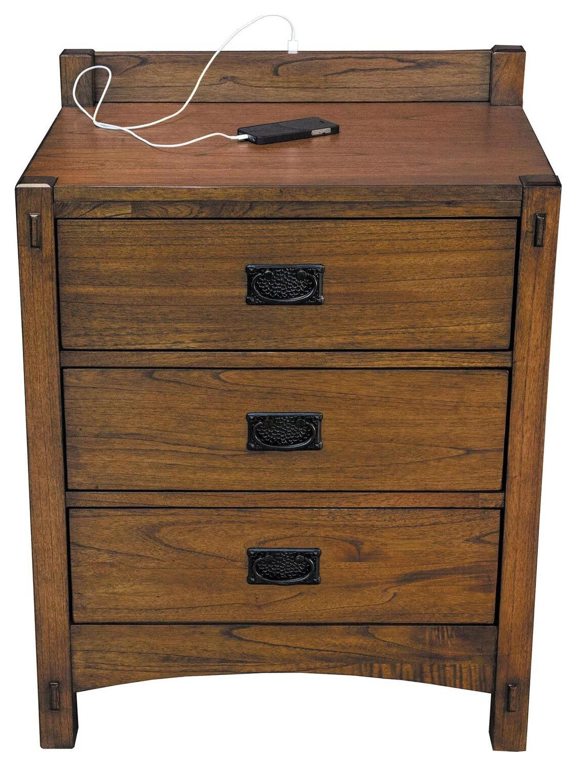 Solid Mindi Wood Nightstand with Dovetail Drawers and Bronze Hardware ...