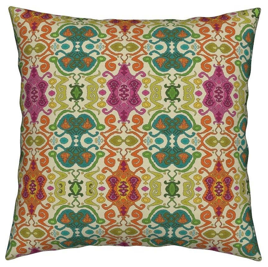 Pattern Abstract Geometric Ikat Pink Bohemian Throw Pillow ...