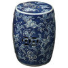 Chinese Blue and White Porcelain Round Butterflies Stool - Asian ...