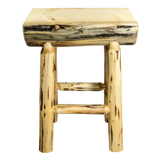 Montana Counter Height Half Log Bar Stool With Exterior Finish - Rustic ...