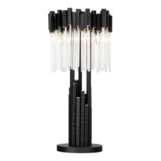 Matrix 3-Light Table Lamp, Matte Black/French Gold - Contemporary ...