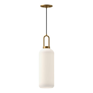 Soji pendants,Aged Gold|Opal Glass D6" x H20-3/4" - Transitional ...