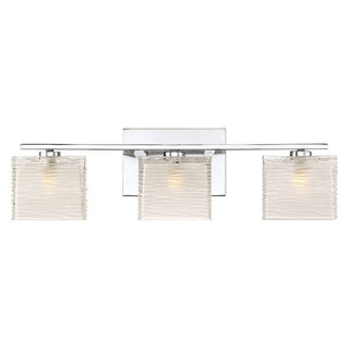 3 Light Transitional Bathroom Light Fixture-Polished Chrome Finish ...
