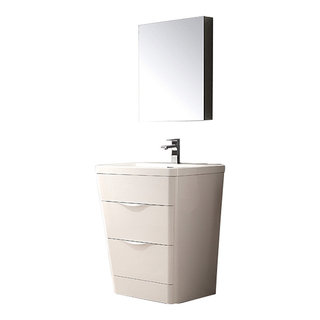 Milano 26" Glossy White Modern Bathroom Vanity With Medicine Cabinet ...