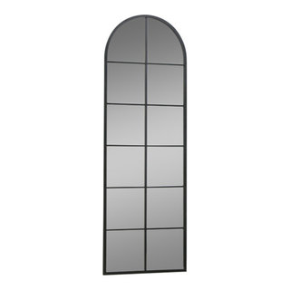 Metal Large Arch Window Pane Wall Mirror, 22x65 - Transitional - Wall ...