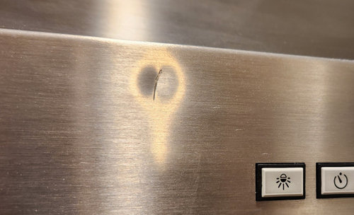 Deep scratch stainless steel hood