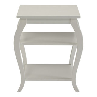 Cottage White Bow Leg Square End Table - Traditional - Side Tables And ...