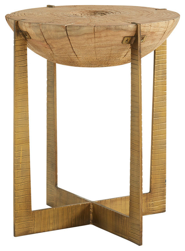 Brass Base Grain End Table - Contemporary - Side Tables And End Tables ...