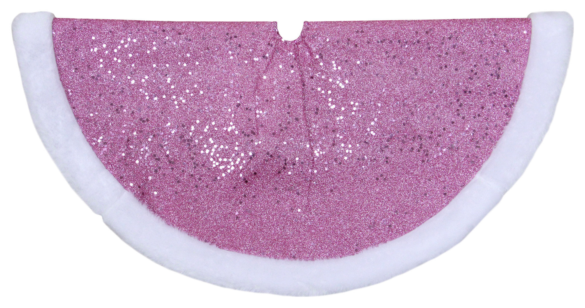 20" Pink Glittered Mini Christmas Tree Skirt With Faux Fur Trim ...