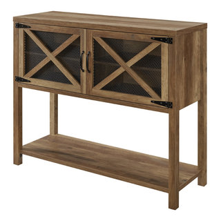 44" Mesh Door Industrial Buffet Sideboard, Reclaimed Barnwood ...